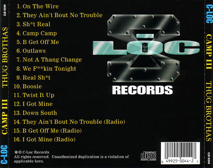 Concentration Camp III Thug Brothas by Various (CD 2000 C-Loc Records ...