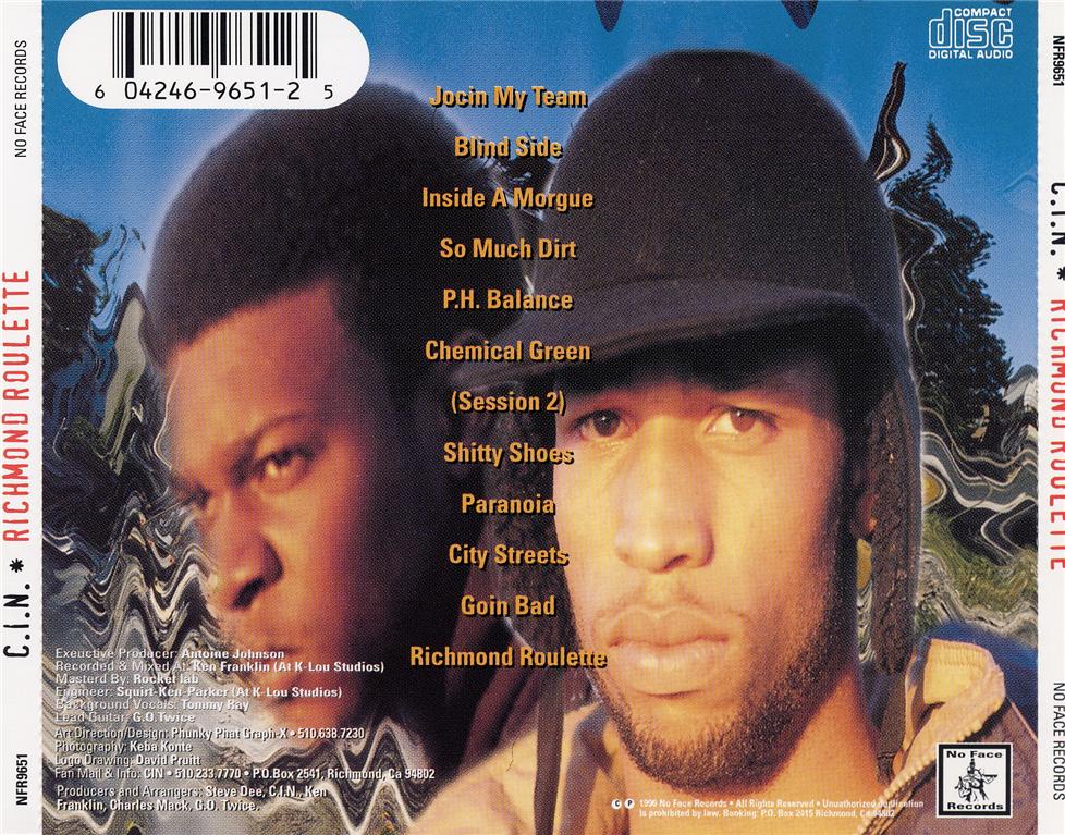 Richmond Roulette by C.I.N. (CD 1996 No Face Records) in Richmond | Rap ...