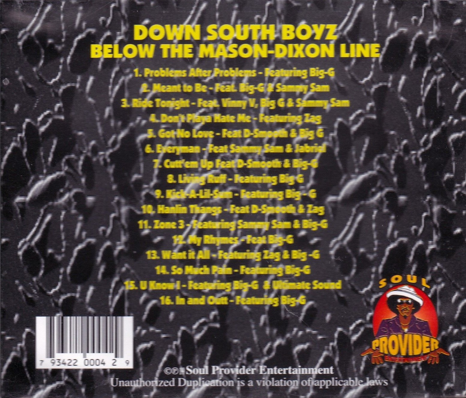 Below The Mason-Dixon Line by Down South Boyz (CD 1999 Soul Provider ...
