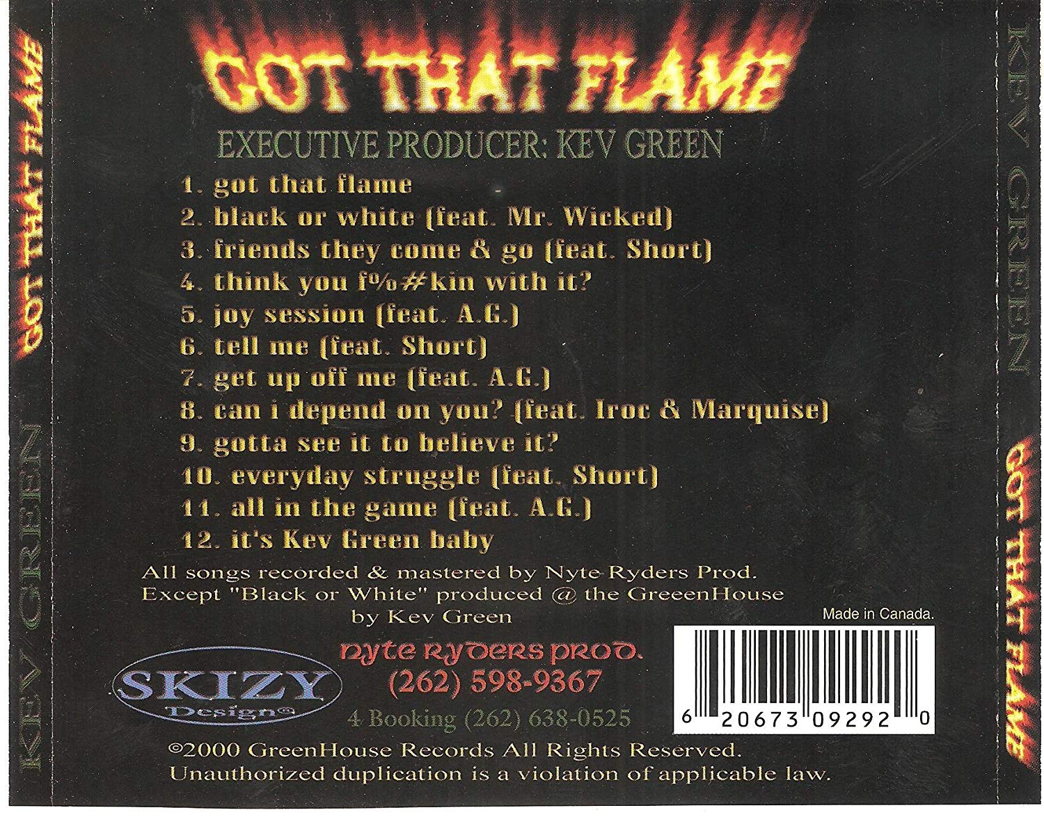 Got That Flame by Kev Green (CD 2000 Greenhouse Records) in Racine ...