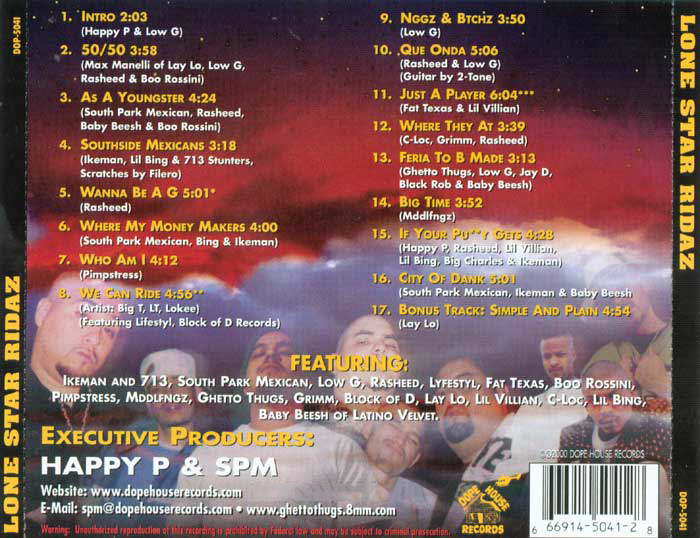 Lone Star Ridaz by Happy Perez (CD 2000 Dope House Records) in Houston ...