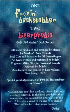 F#@!in' Backstabber by Soul Intent (Tape 1995 Mashin' Duck Records) in ...