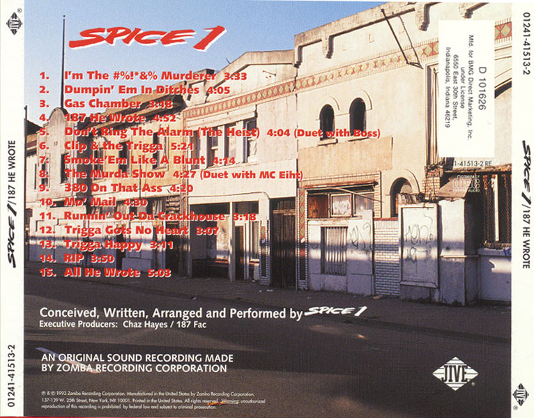 187 He Wrote by Spice 1 (CD 1993 Jive) in Hayward | Rap - The Good Ol'Dayz