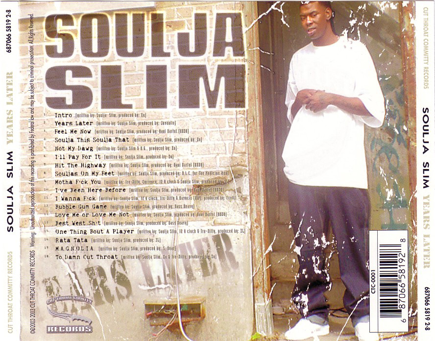 Years Later by Soulja Slim (CD 2002 Cut Throat Committy Records) in New ...