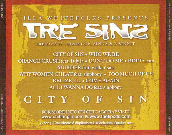 City Of Sin by Tre Sins (CDr 2004 Sin City Records) in Belize | Rap ...