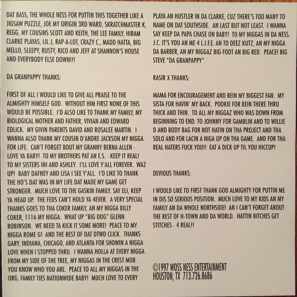 Da Game Done Changed by Woss Ness (CD 1997 Woss Ness Entertainment) in ...