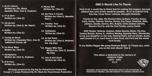 Deep Thoughts by One G (CD 1999 Mafion Records) in Dallas | Rap - The ...