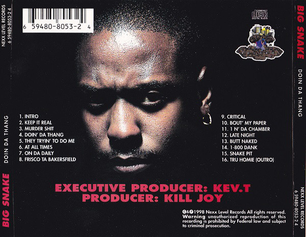 Doin Da Thang by Big Snake (CD 1998 Nexx Level Records) in Bakersfield ...