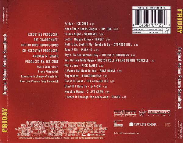 Friday - Original Motion Picture Soundtrack by (CD 1995 Priority ...