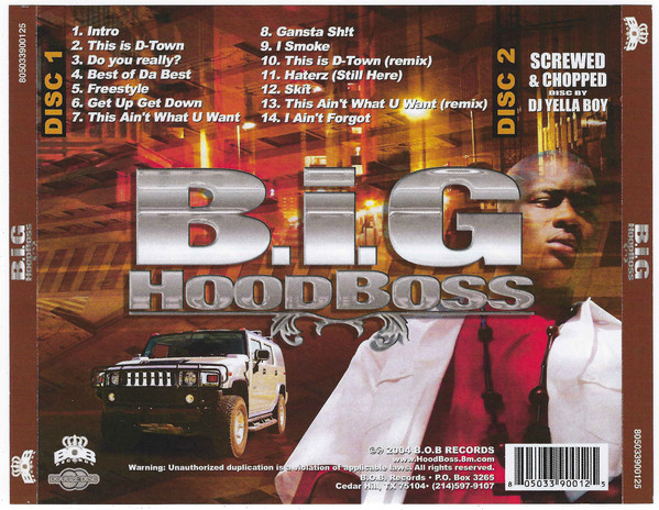 Hood Boss by B.I.G. (CD 2004 B.O.B. Records) in Dallas | Rap - The Good ...
