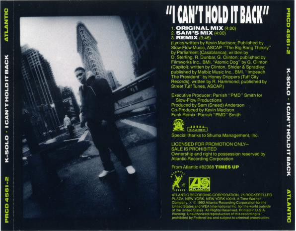 I Can'T Hold It Back by K Solo (CD 1992 Atlantic) in | Rap - The Good ...