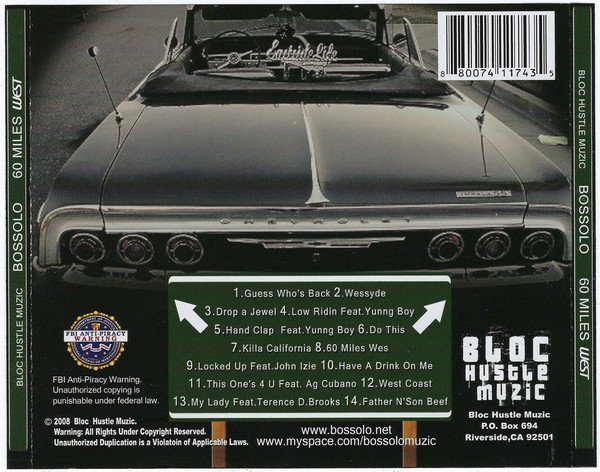 60 Miles West by Bossolo (CD 2008 Bloc Hustle Muzic) in Riverside | Rap ...