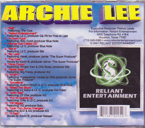 8100% by Archie Lee (CD 2001 Reliant Entertainment) in Houston | Rap ...