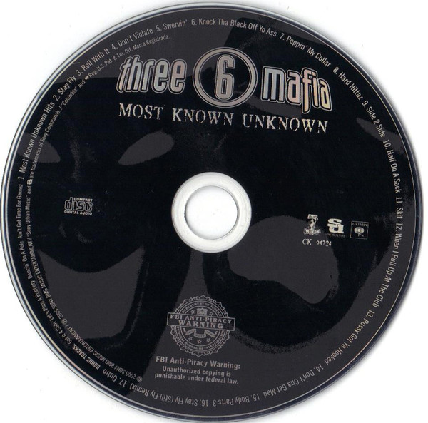 Most Known Unknown by Three 6 Mafia (CD 2005 Columbia) in Memphis | Rap ...