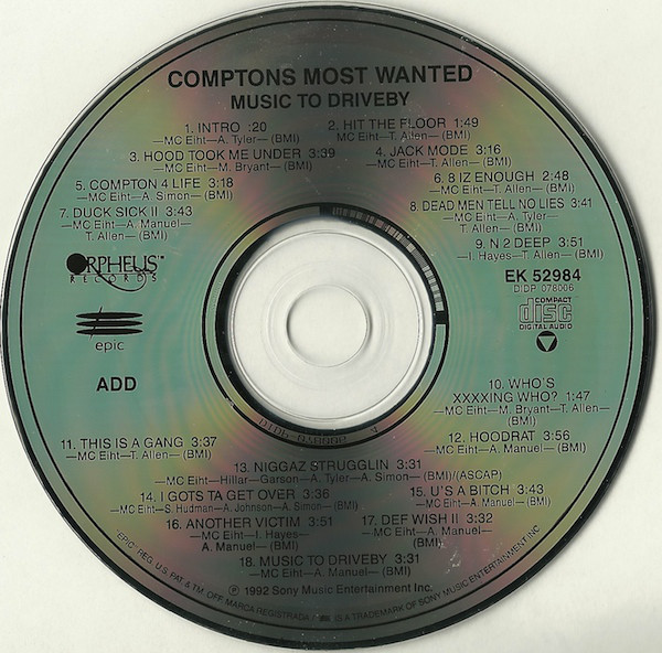 Music To Driveby by Comptons Most Wanted (CD 1992 Epic) in Compton ...