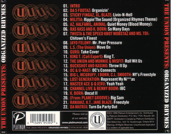 Organized Rhymes by The Union (CD 1999 Platinum Entertainment) in | Rap ...