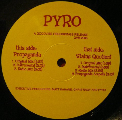 Propaganda / Status Quotient by Pyro (Vinyl 1998 Good Vibe Recordings ...