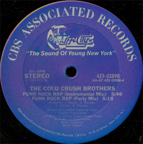 Punk Rock Rap by The Cold Crush Brothers (Vinyl 1983 CBS Associated ...
