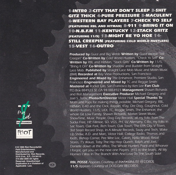 Pure Pressure by Guce (CD 1995 Git Paid Entertainment) in San Francisco ...