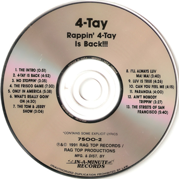 Rappen 4-Tay Is Back! by Rappin' 4-Tay (CD 1991 In-A-Minute Records) in ...