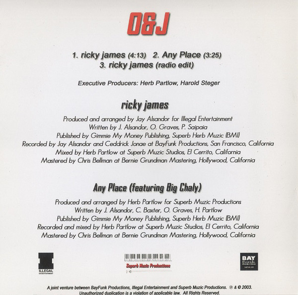 Ricky James by O&J (CD Maxi 2003 Bay Funk Productions) in San Francisco ...