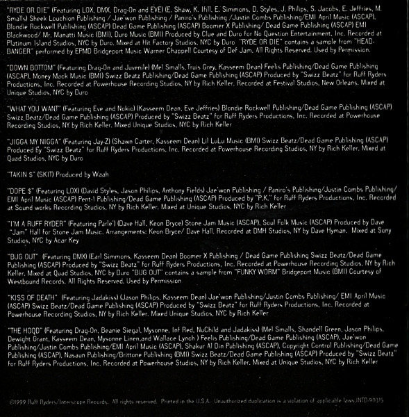 Ryde Or Die Vol.1 by Ruff Ryders (CD 1999 Interscope Records) in ...
