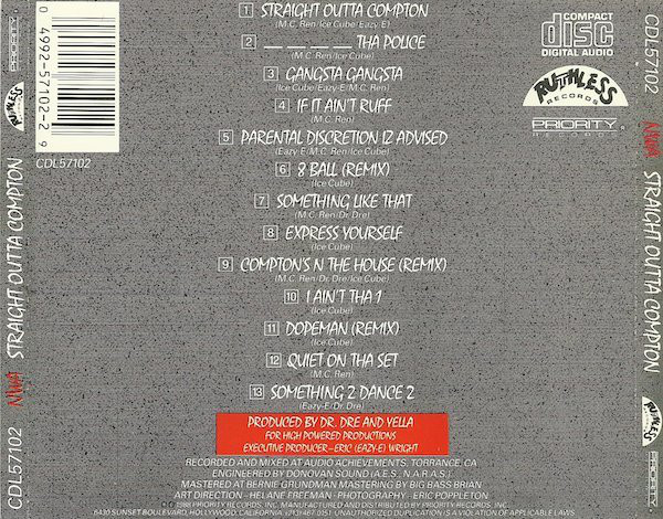Straight Outta Compton by N.W.A. (CD 1988 Priority Records) in Compton ...
