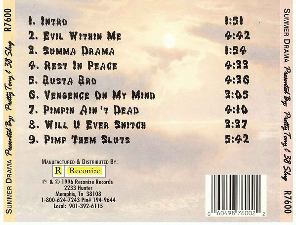 Summer Drama by Pretty Tony & 38 Slug (CD 1996 Reconize Records) in ...