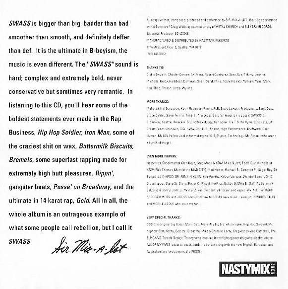 Swass by Sir Mix-A-Lot (CD 1988 Nastymix Records) in Seattle | Rap ...