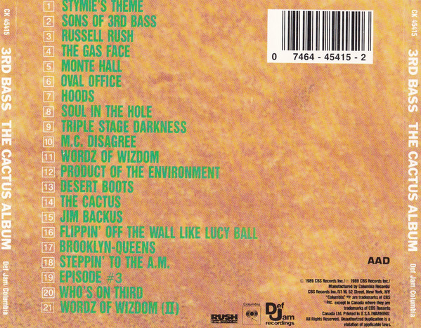 The Cactus Cee/D (The Cactus Album) by 3rd Bass (CD 1989 Columbia) in ...