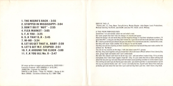 The Negro's Back by Disco Rick (CD 1990 JR Records) in Miami | Rap ...