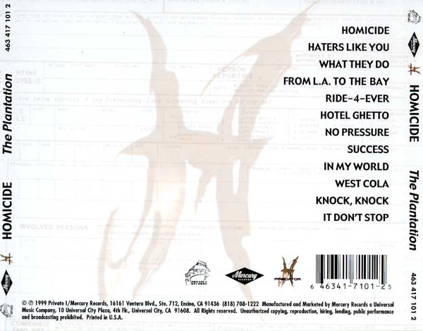 The Plantation by Homicide (CD 1999 Mercury) in Sacramento | Rap - The ...