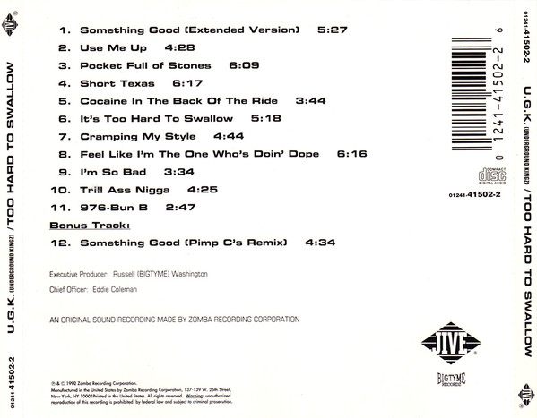 Too Hard To Swallow by U.G.K. (CD 1992 Bigtyme Recordz) in Port Arthur ...