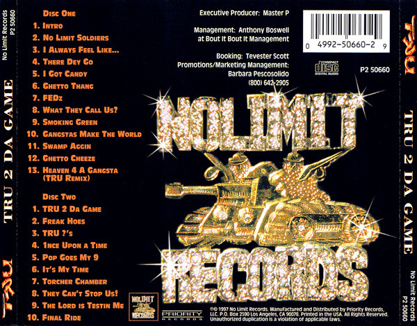 Tru 2 Da Game by Tru (CD 1997 No Limit Records) in New Orleans | Rap ...