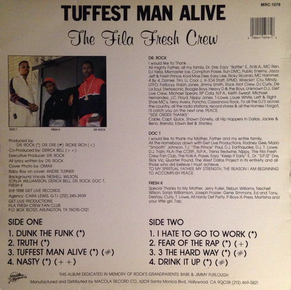Tuffest Man Alive by The Fila Fresh Crew (Vinyl 1988 Get Live Records ...