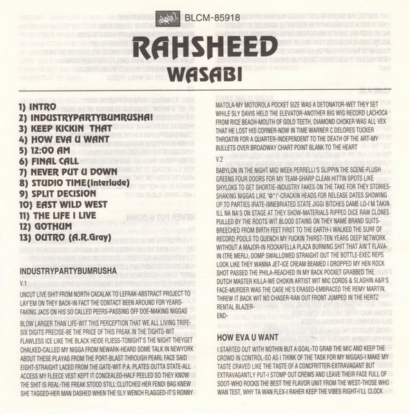 Wasabi by Rahsheed (CD 1997 Quake City Records) in Philadelphia | Rap ...