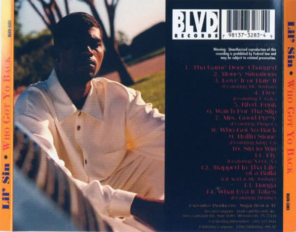 Who Got Yo Back by Lil Sin (CD 1998 BLVD Records) in San Antonio | Rap ...