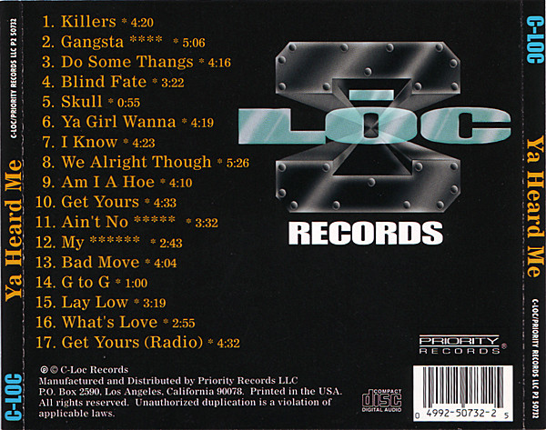 Ya Heard Me by C-Loc (CD 1998 C-Loc Records) in Baton Rouge | Rap - The ...